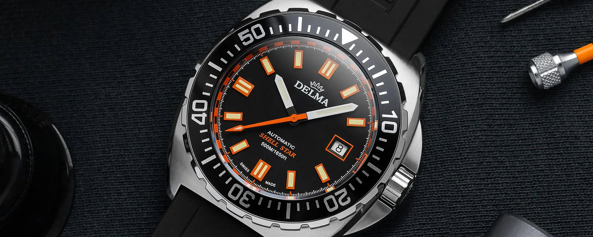 DELMA Shell Star Rubber Black Bezel Black Dial