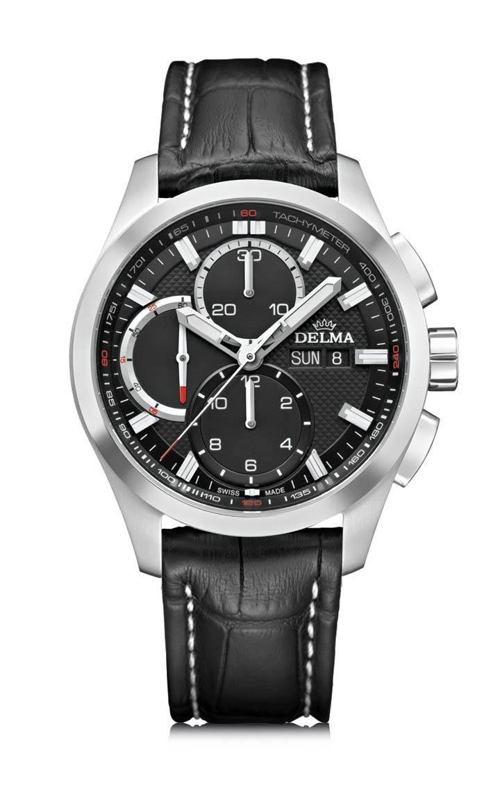 DELMA Klondike Chronotec Steel Leather Black Dial